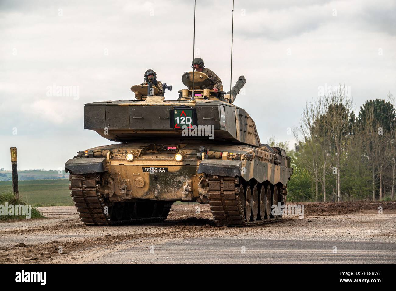 close up of a british army challenger 2 main battle tank in action on a ...