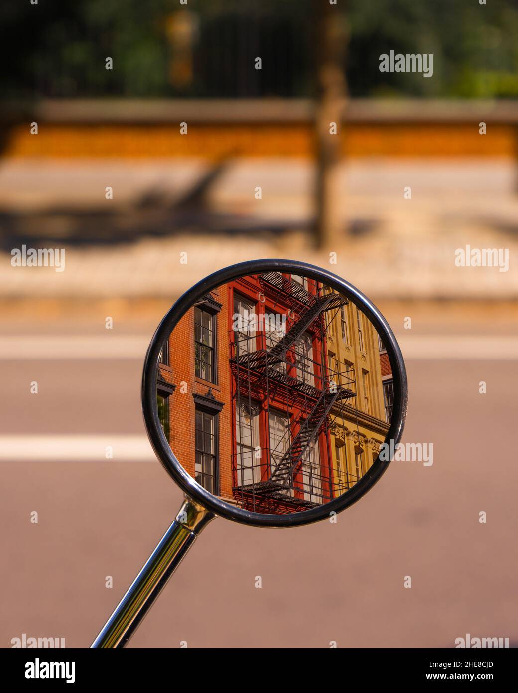 Vertical shot of colorful building facades in a small round side-view ...