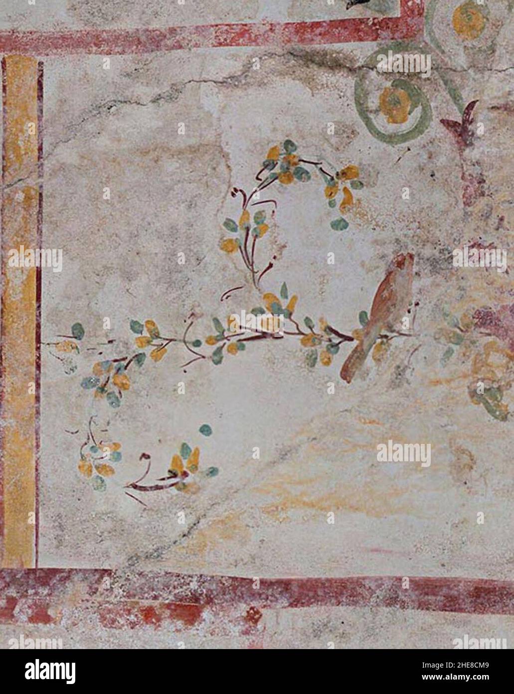 Sala della Sfinge (Sphinx Room) - Fresco of a bird on a branch - Domus ...
