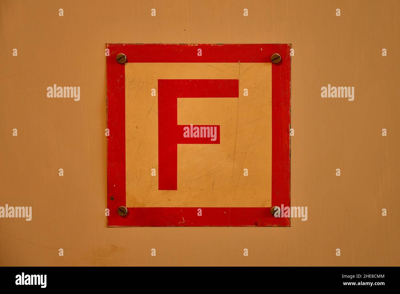 Sign For A Box With A Fire Hose In A House Stock Photo - Alamy