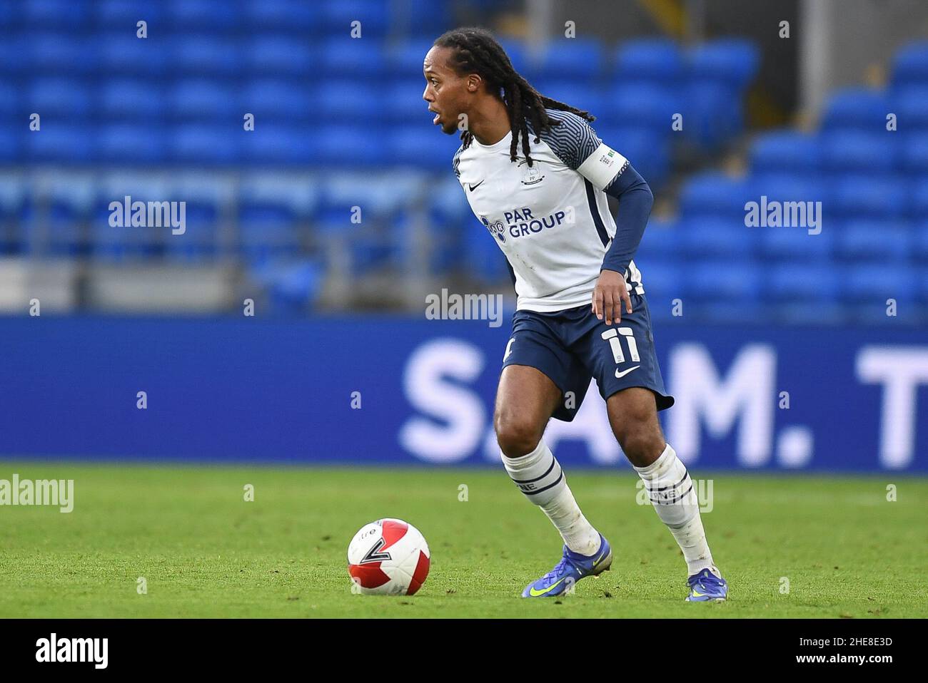 Daniel Johnson #11 of Preston North End in action during the game in ...