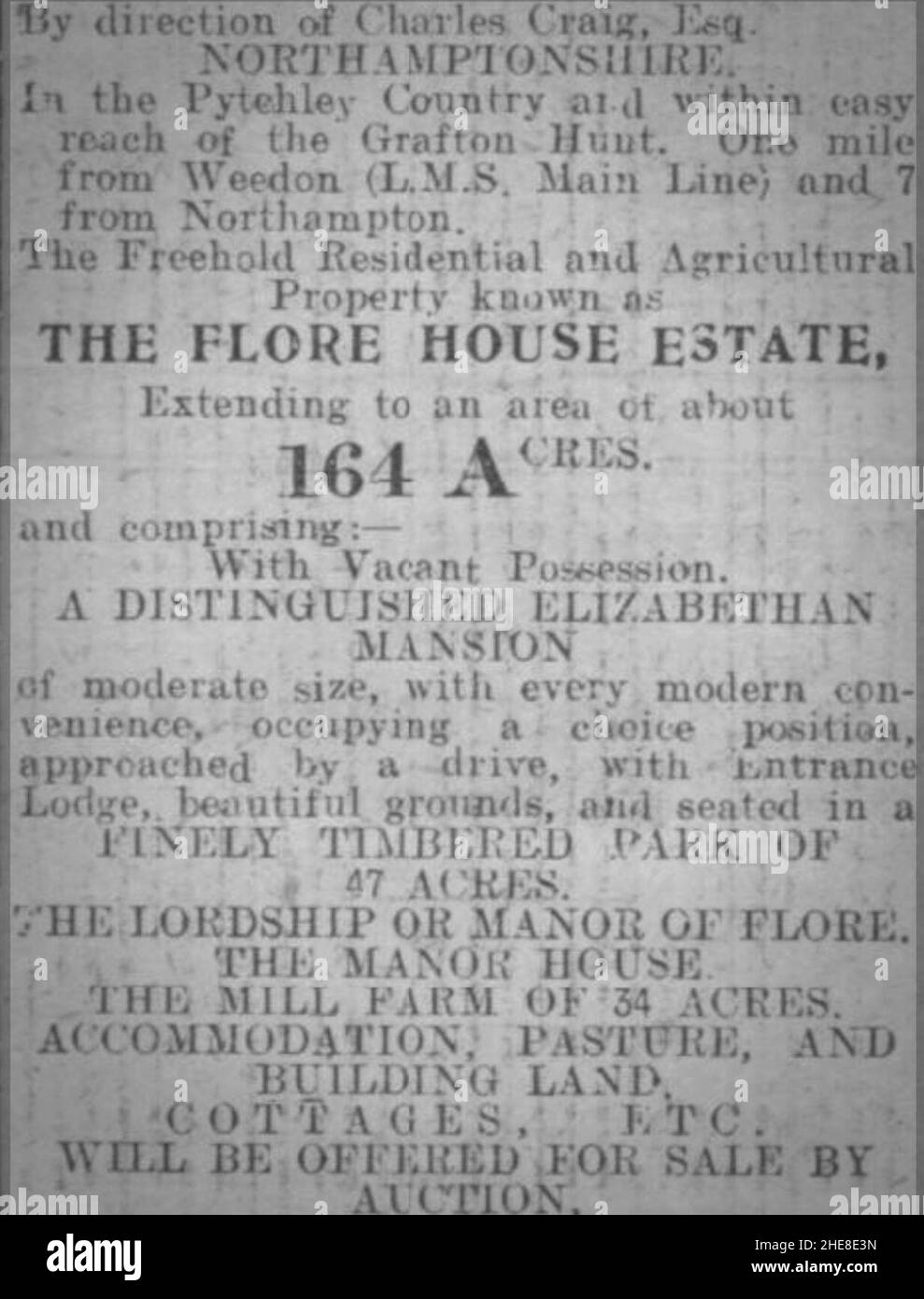 Sale notice Flore House 1924 Stock Photo - Alamy