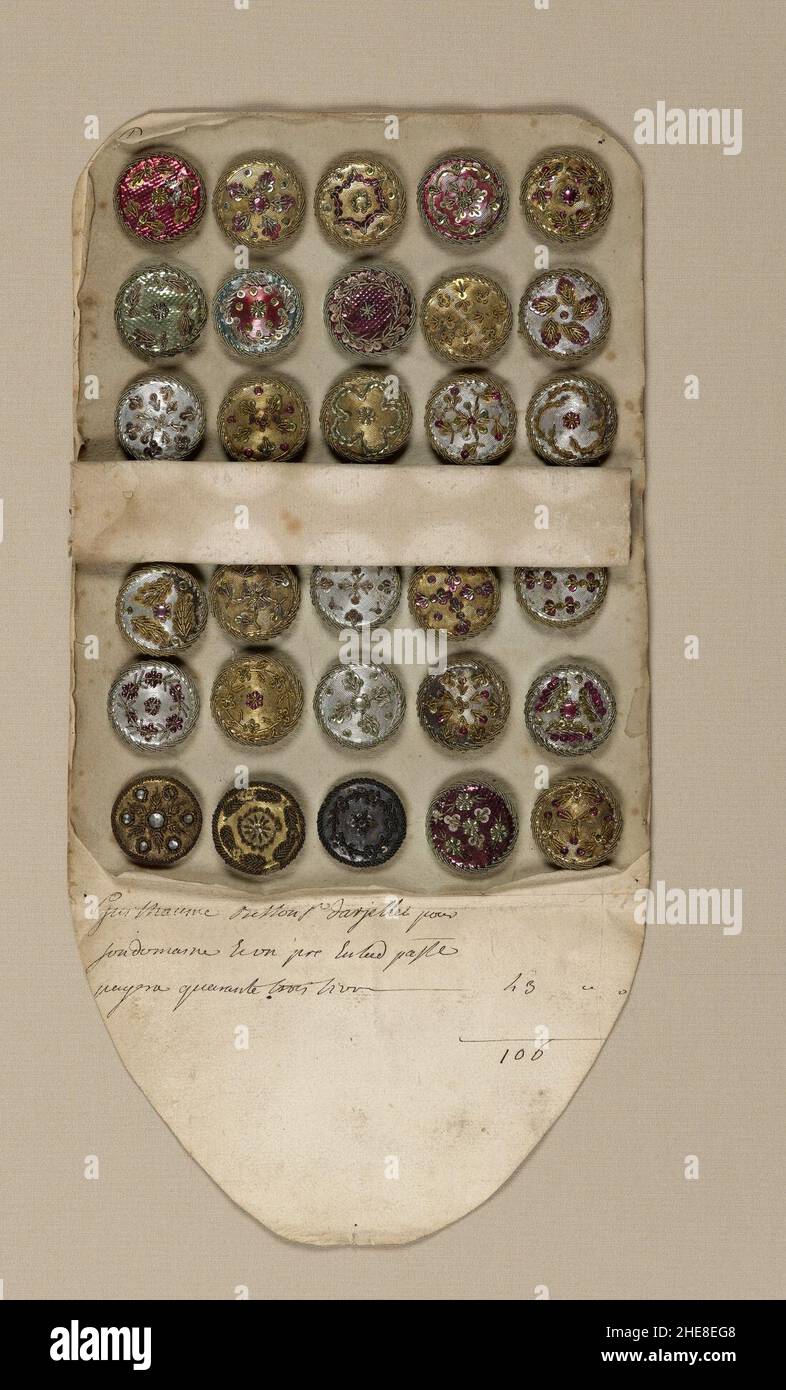 Sales Book Of Sample Buttons (France), late 18th century Stock Photo ...