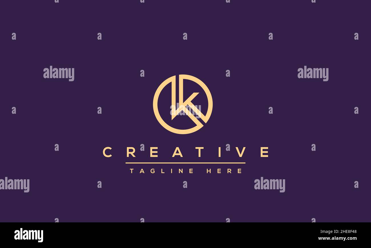 Abstract Monogram letter K Logo design concept. Minimalist k kk creative initial based Vector ...