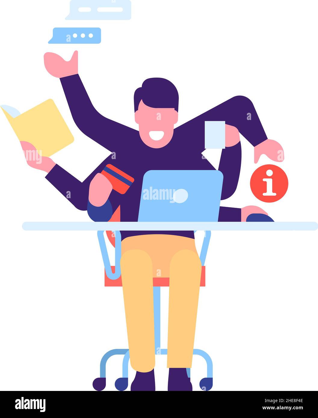 Business man many arms Stock Vector Images - Alamy