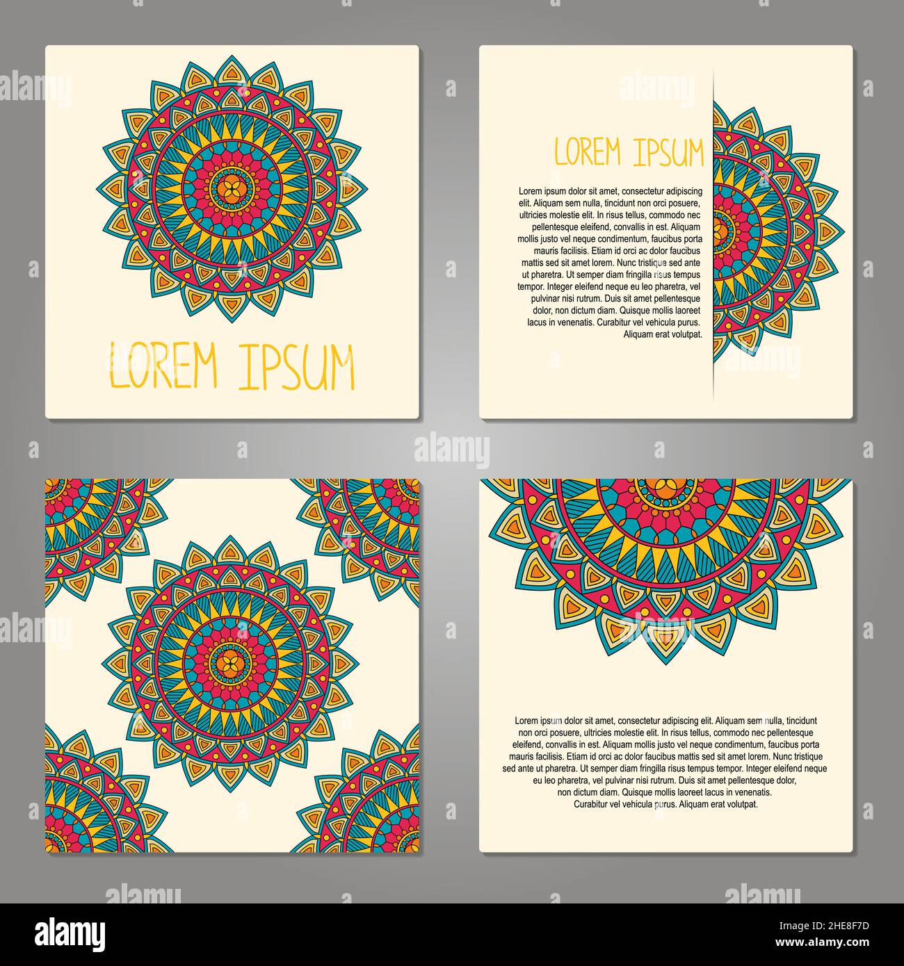 Set of cards with decorative elements, vector illustration Stock Vector ...