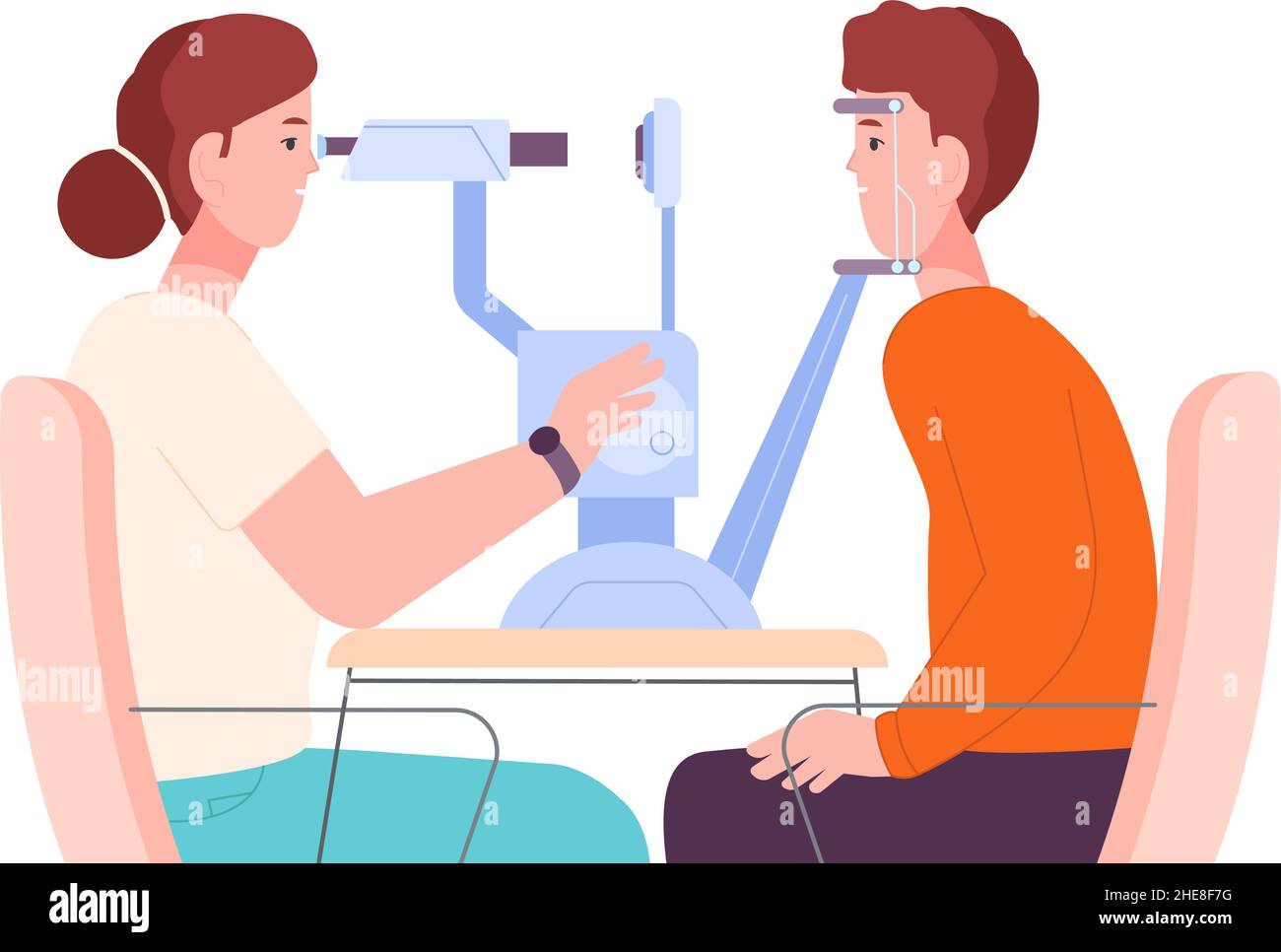 Optometrist check eyes. Ophthalmologist examination eye, vision ...