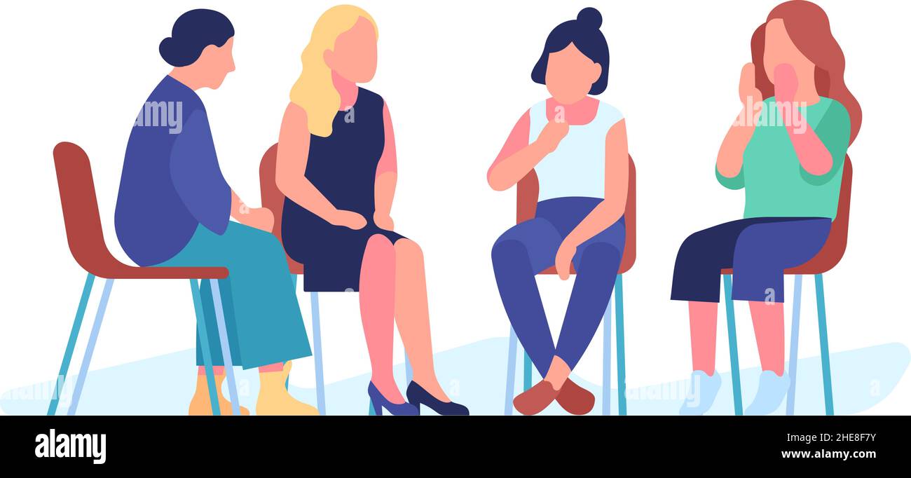 People sitting on chairs and talking. Group therapy session Stock ...