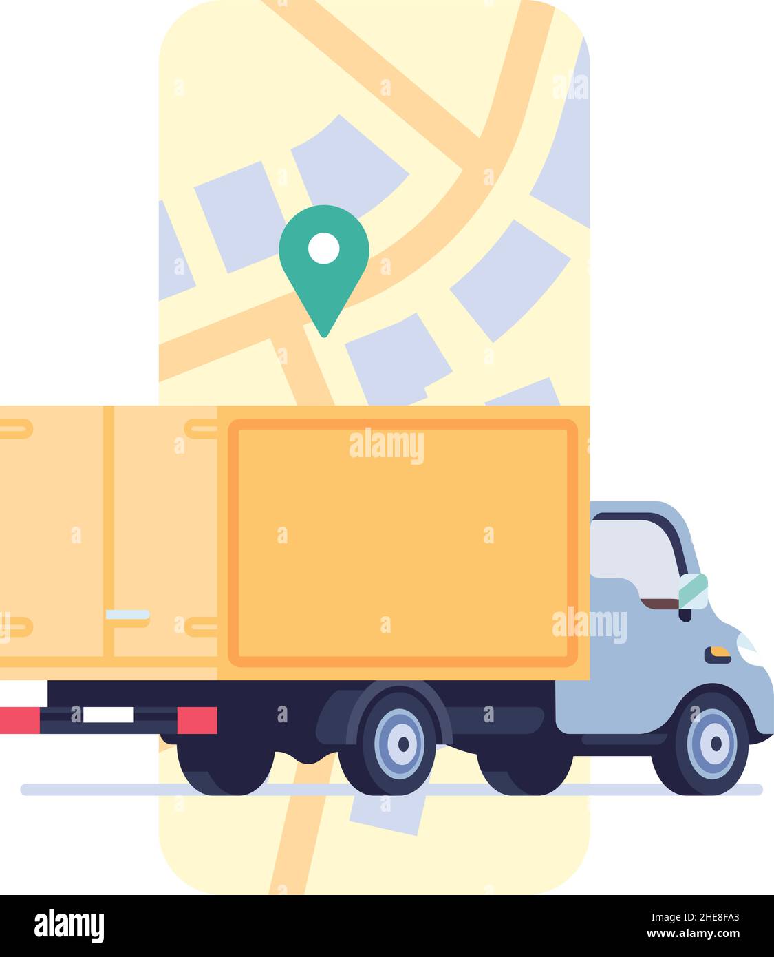 Delivery truck going to destination point. Cargo shipping service Stock ...