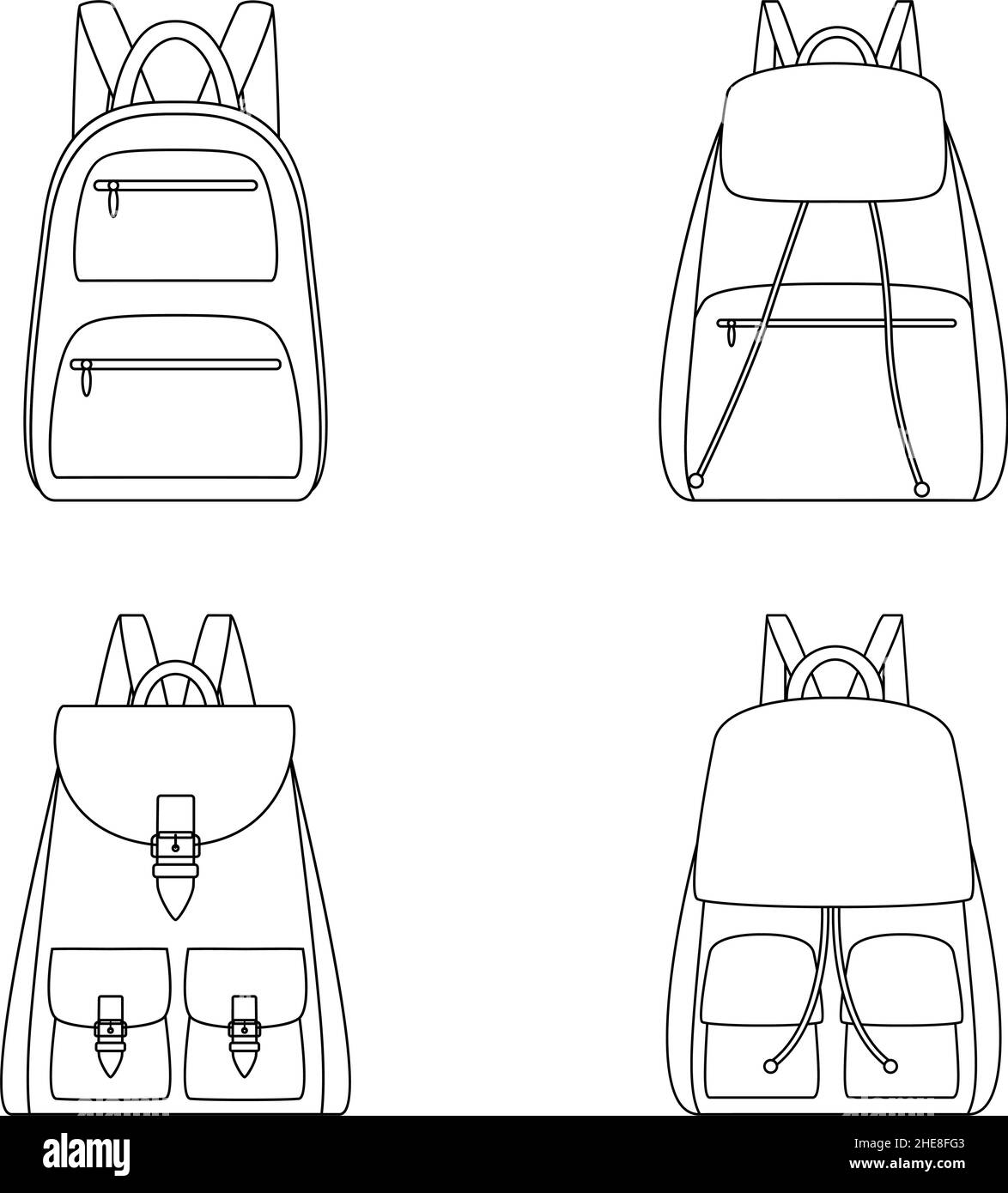 Set of outlines of backpacks, vector illustration Stock Vector Image ... Set of outlines of backpacks, vector illustration Stock Vector Image ...