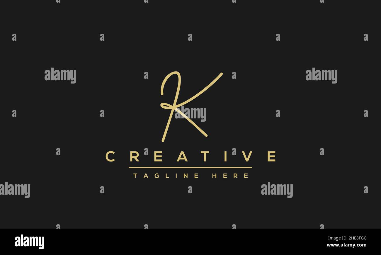 Abstract Monogram letter K Logo design concept. Minimalist k kk ...
