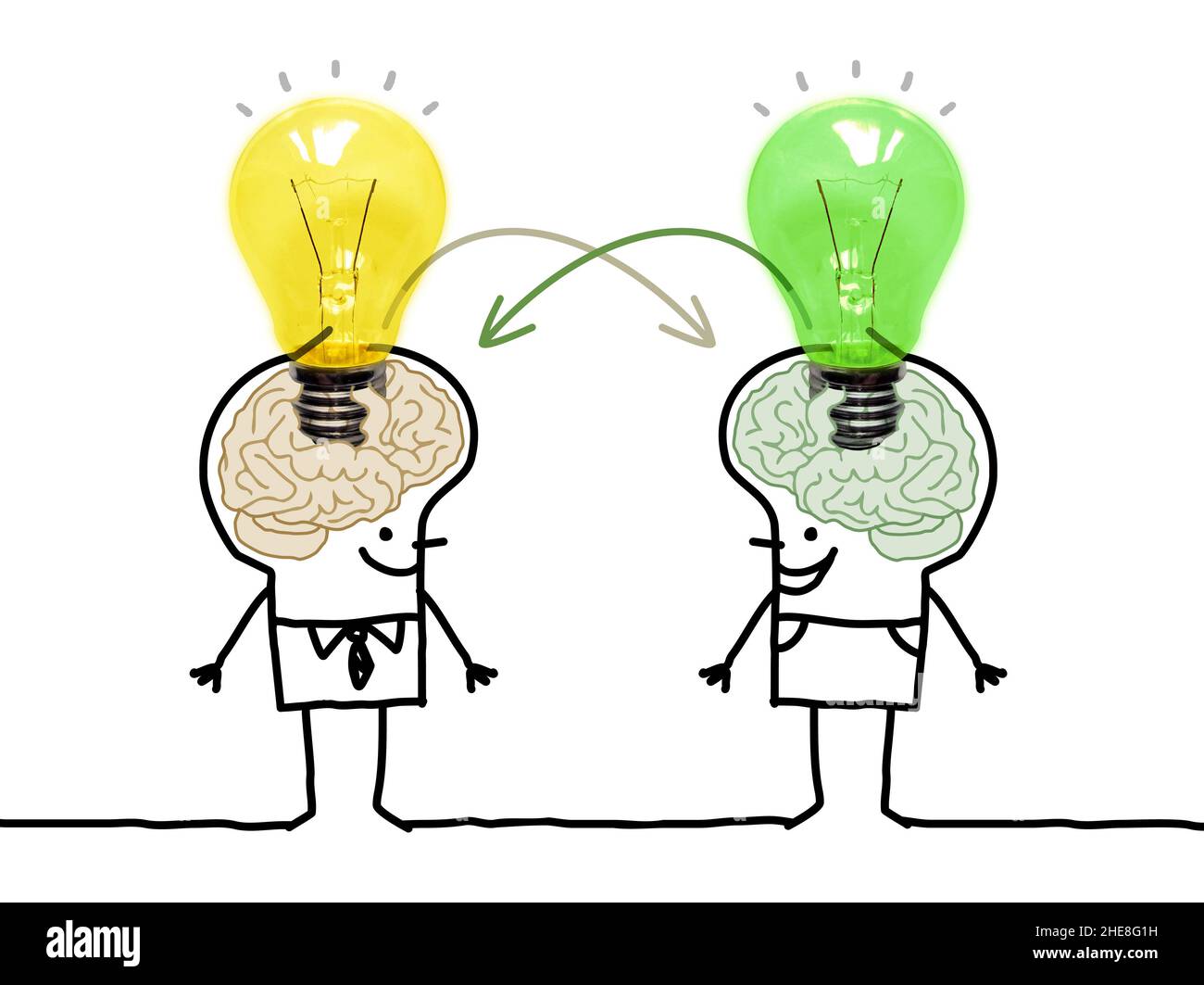 Hand drawn cartoon different people, exchanging Ideas Stock Photo - Alamy