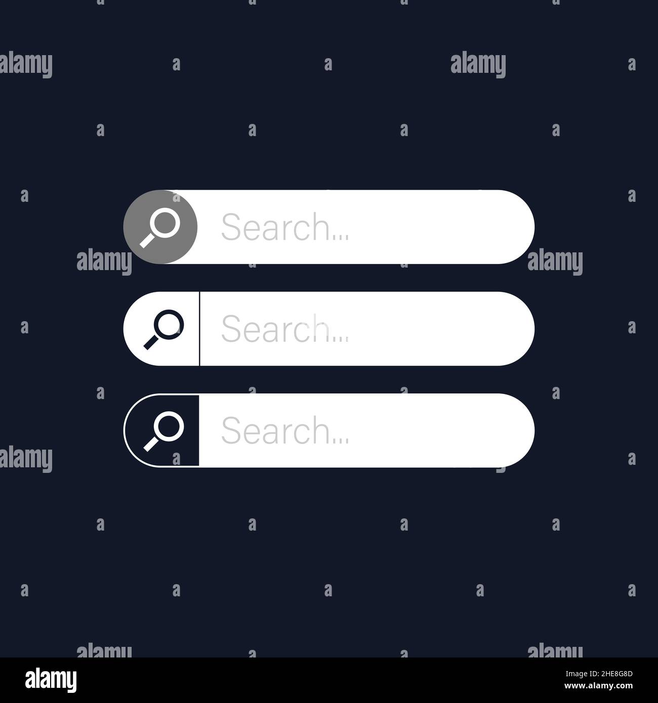 Search bar with icon and placeholder. HTML template element. User ...