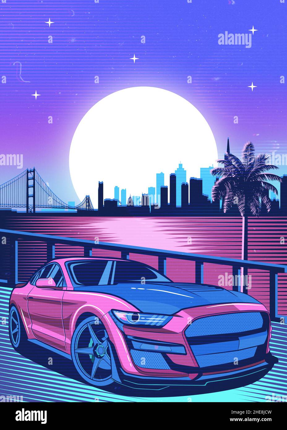 Synthwave sunset hi-res stock photography and images - Alamy