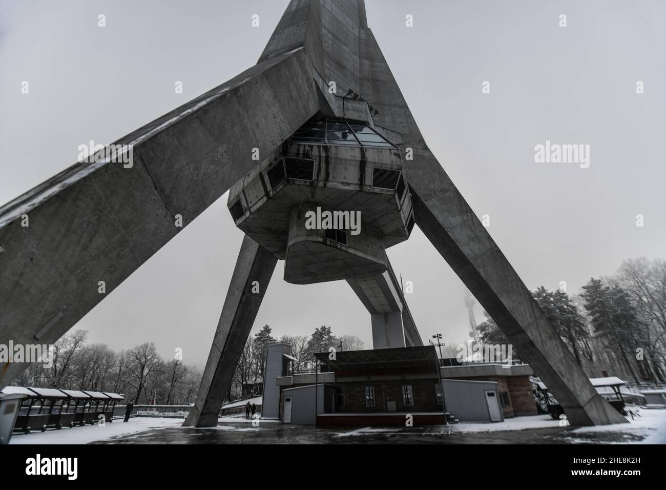 Winter in Serbia: Snow in Avala Mountain and tower, Belgrade Stock ...