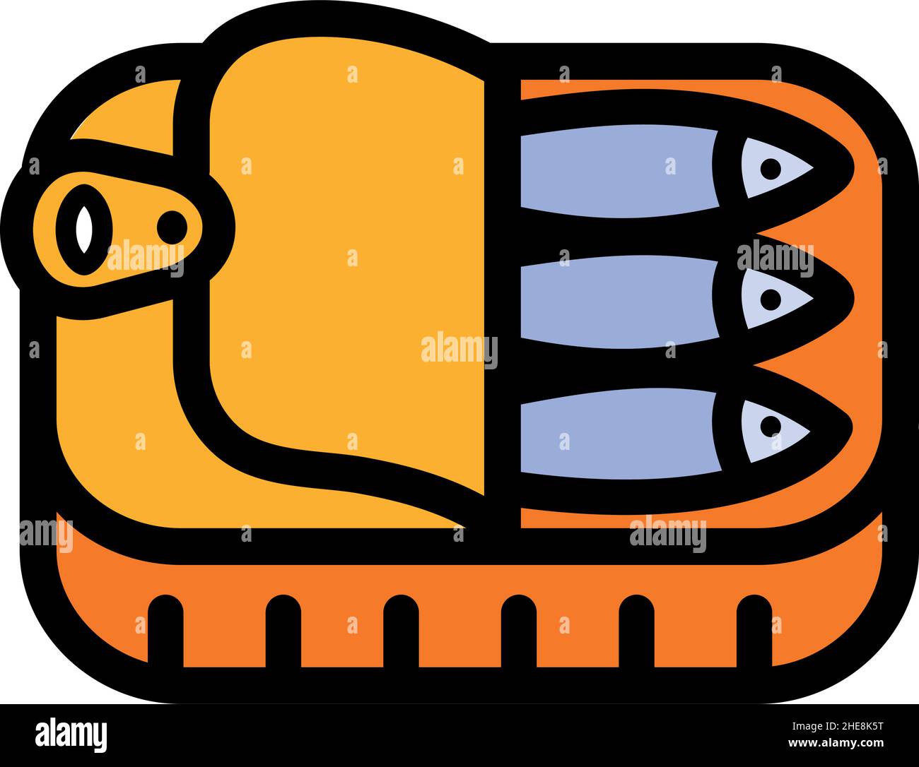 Sardines tin can icon in simple style. Color illustration of canned fish, herring, sprat. Vector ...