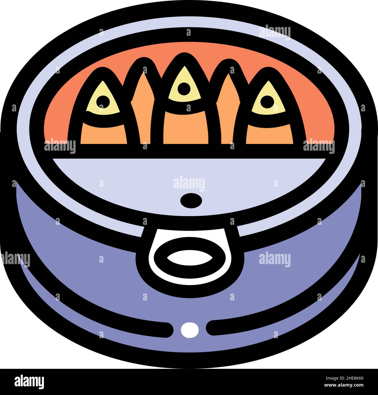 Sardines tin can icon in simple style. Color illustration of canned fish, herring, sprat. Vector ...