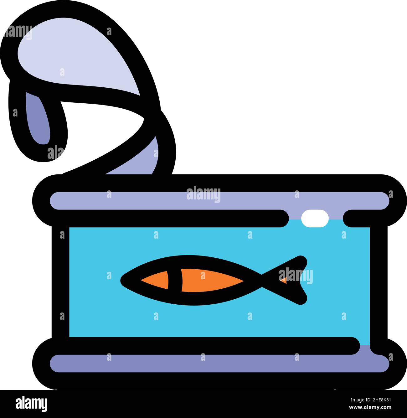 Fish tin can icon in simple style. Color illustration of canned sardines, herring, sprat, salmon ...