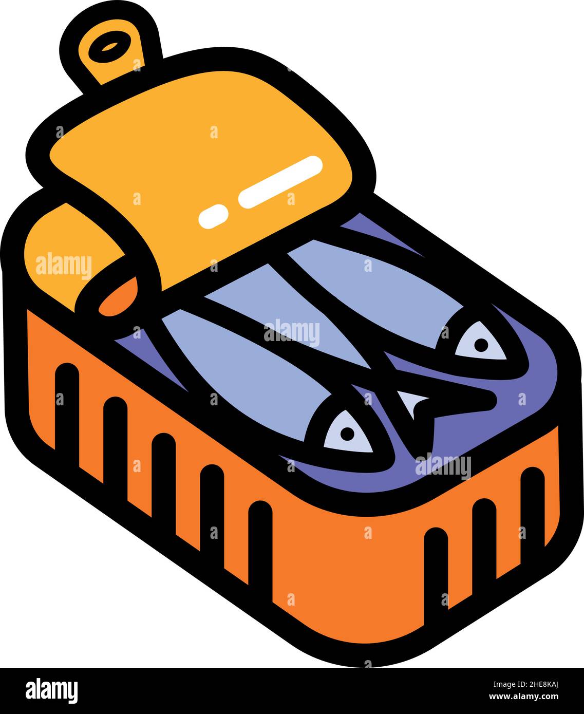 Sardines tin can icon in simple style. Color illustration of canned fish, herring, sprat. Vector ...