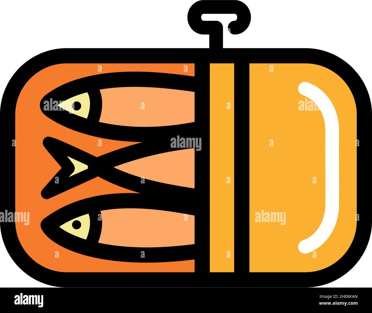 Sardines tin can icon in simple style. Color illustration of canned fish, herring, sprat. Vector ...