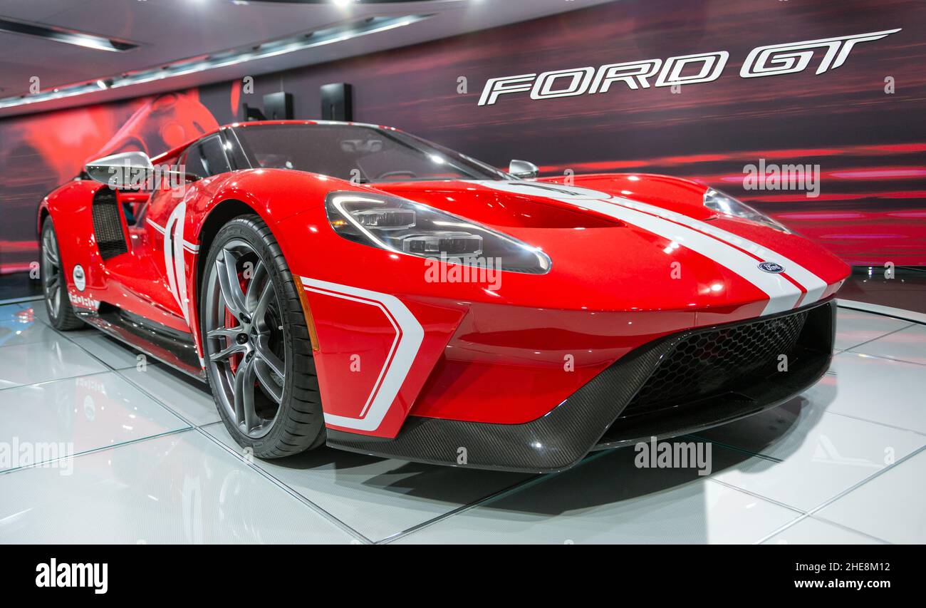 Red Ford GT supercar on display Stock Photo - Alamy