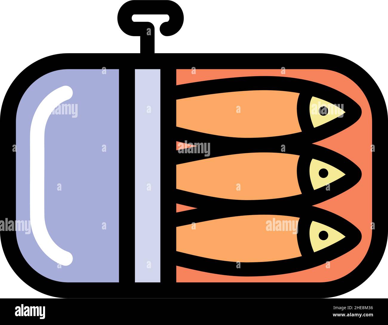 Sardines tin can icon in simple style. Color illustration of canned fish, herring, sprat. Vector ...