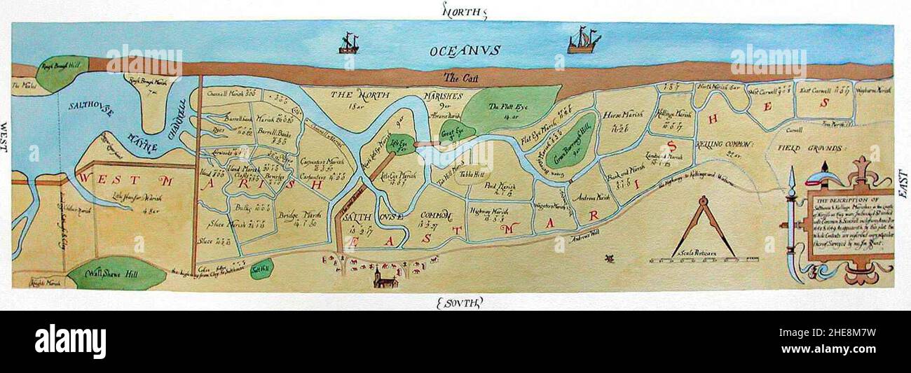 Salthouse ancient channel map Stock Photo - Alamy