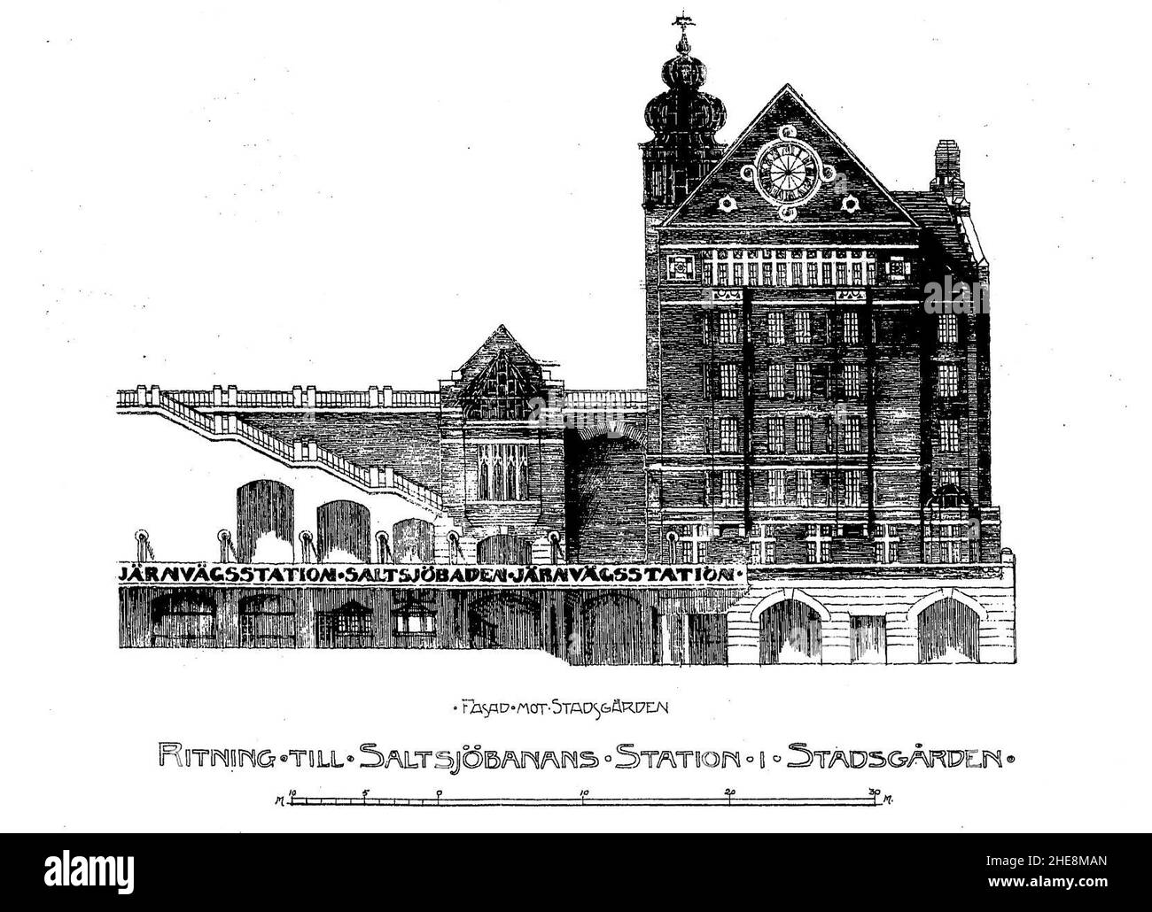 Saltsjöbanans stations hus, ritning 1911a Stock Photo - Alamy
