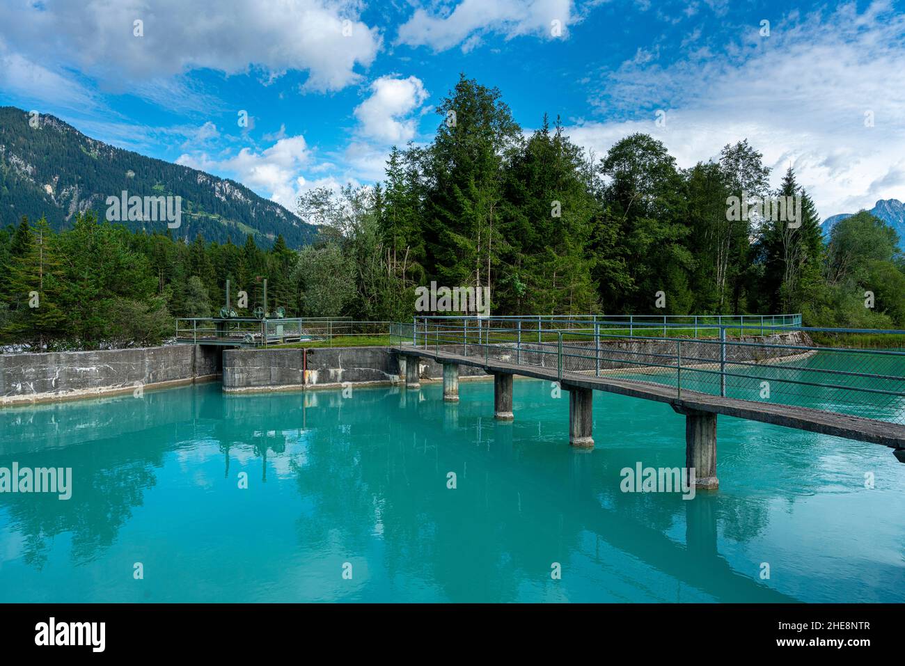 Small Reservoir On The Lech River In The Town Of Reutte, Tyrol Stock ...