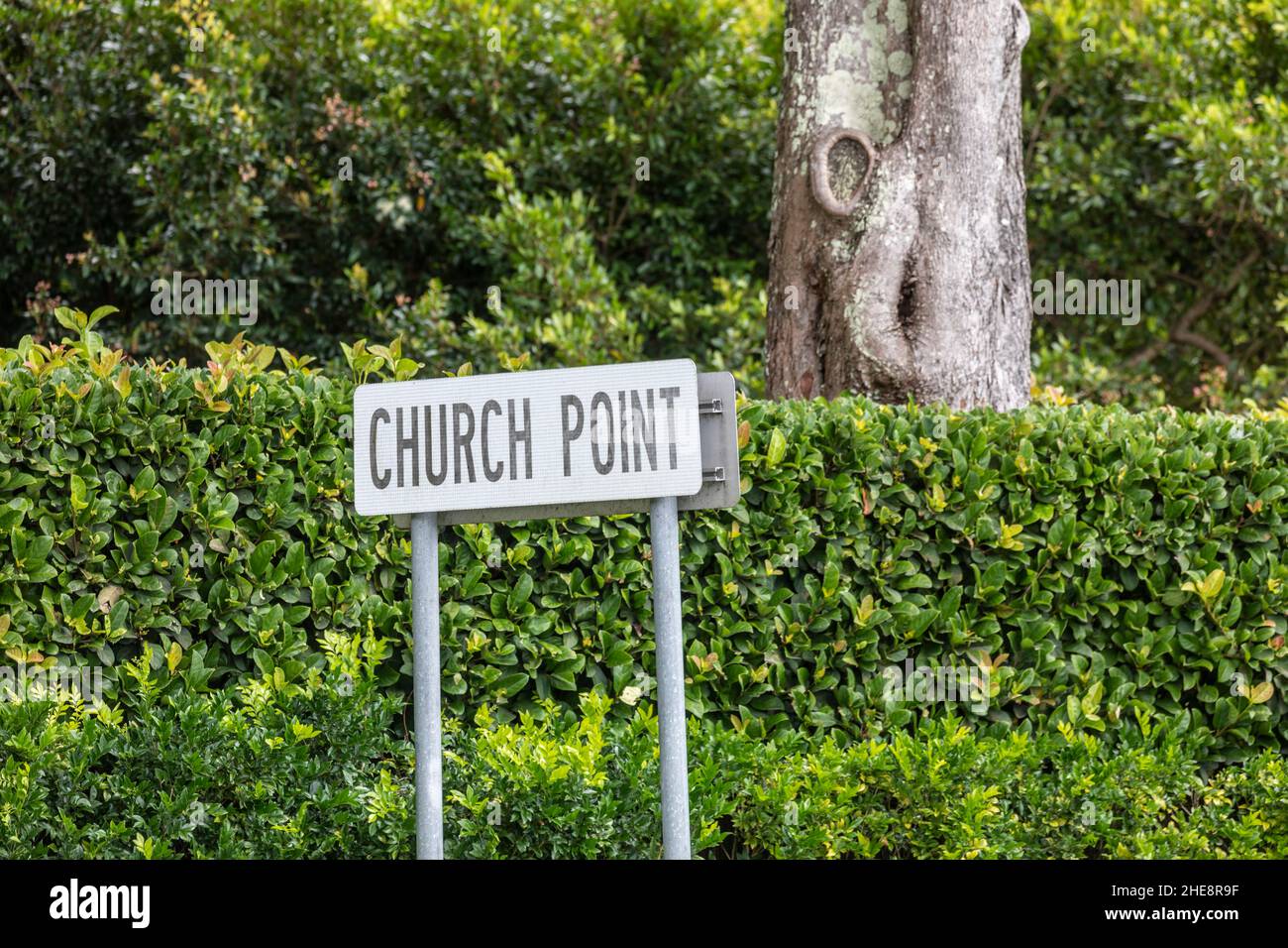 Church Point a suburb of Sydney and local road sign ,New South Wales ...