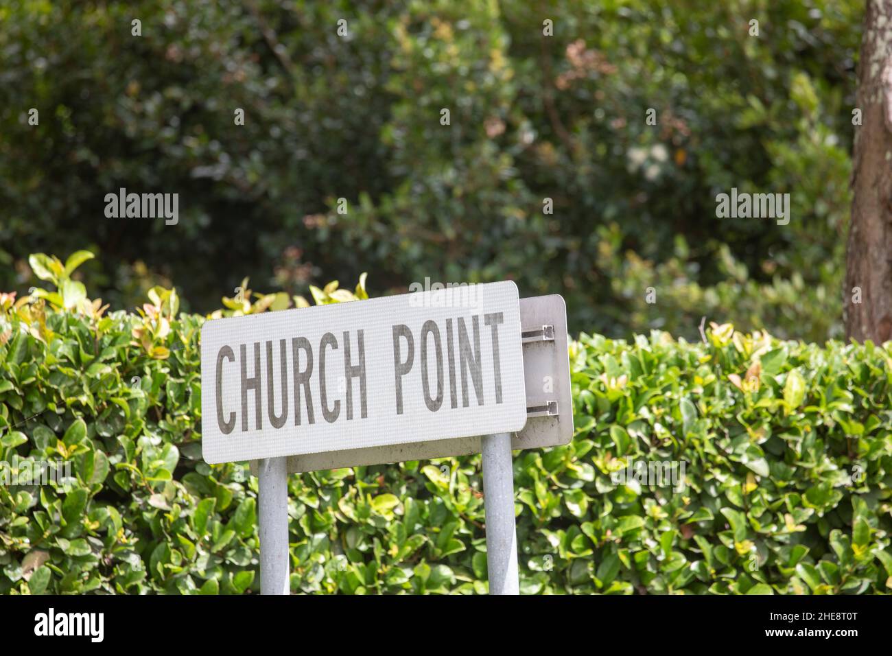 Church Point a suburb of Sydney and local road sign ,New South Wales ...