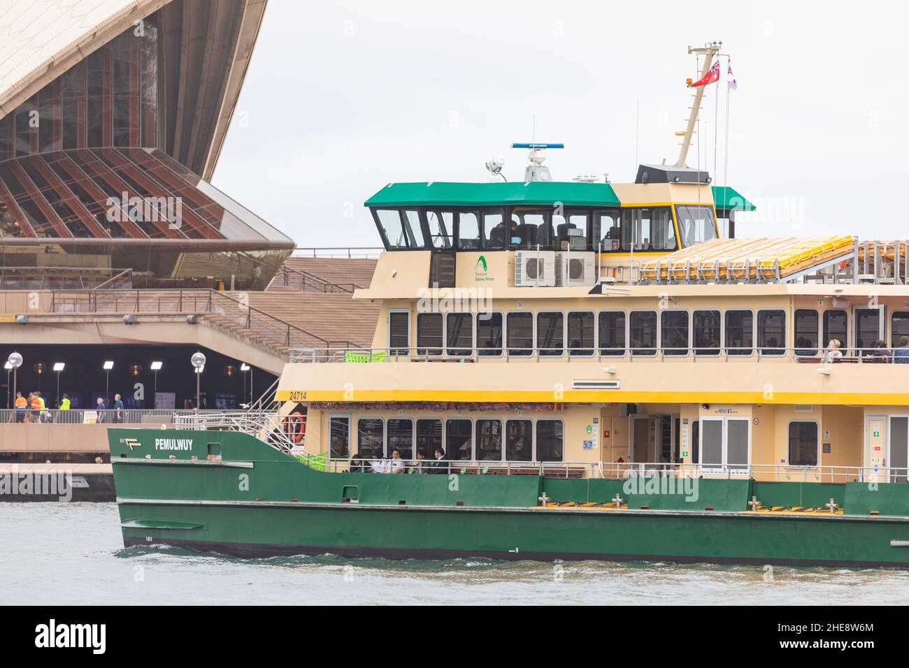 Sydney ferry MV Pemulwuy an emerald class ferry passes the Sydney opera ...
