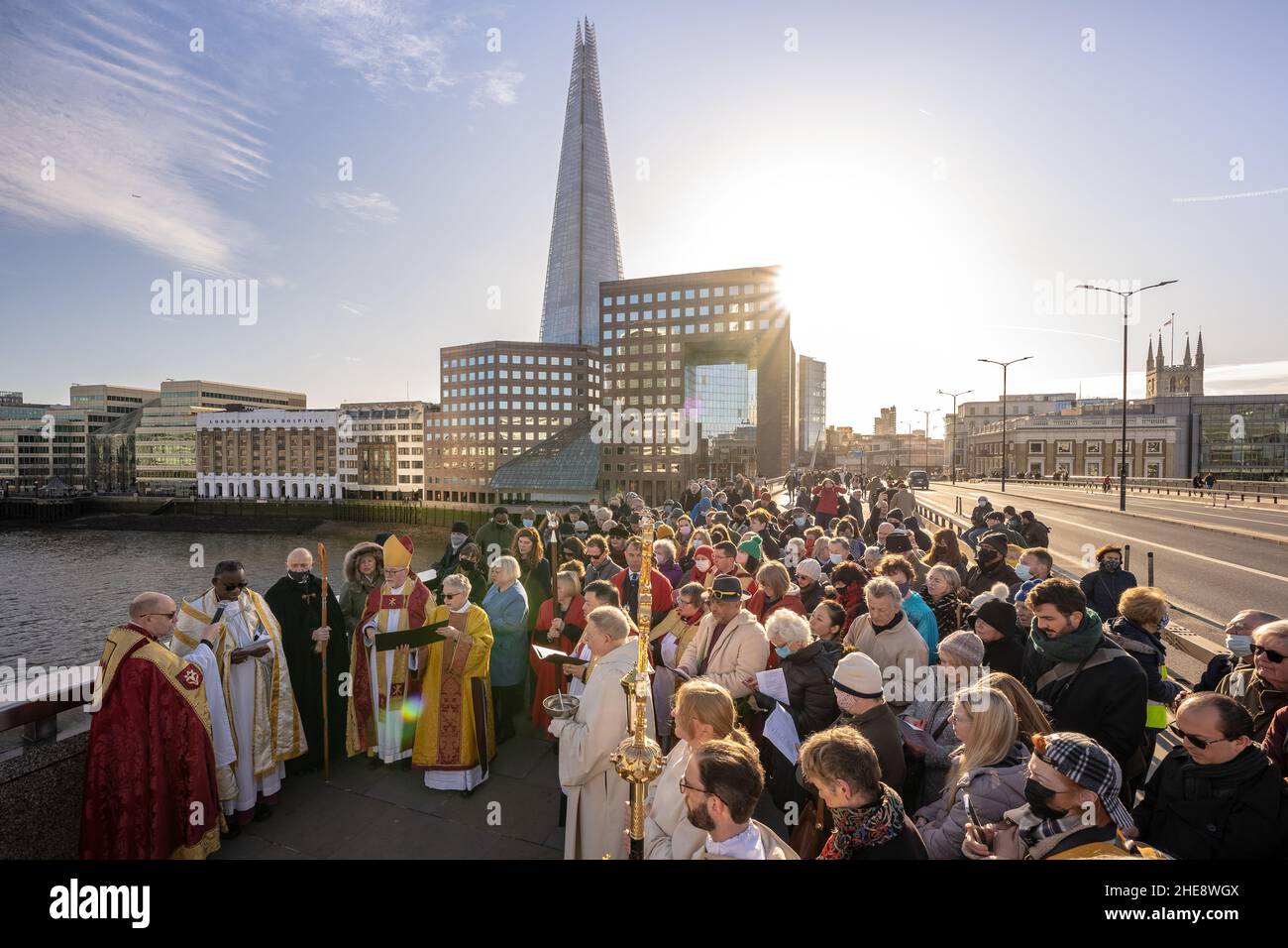 Annual Blessing of the River Thames by members of Southwark Cathedral ...