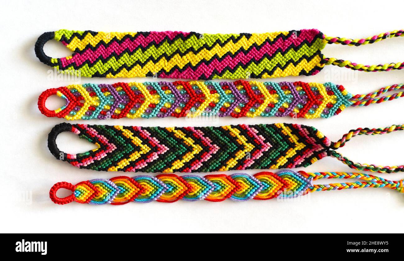 DIY woven friendship bracelets with different braiding. Summer ...
