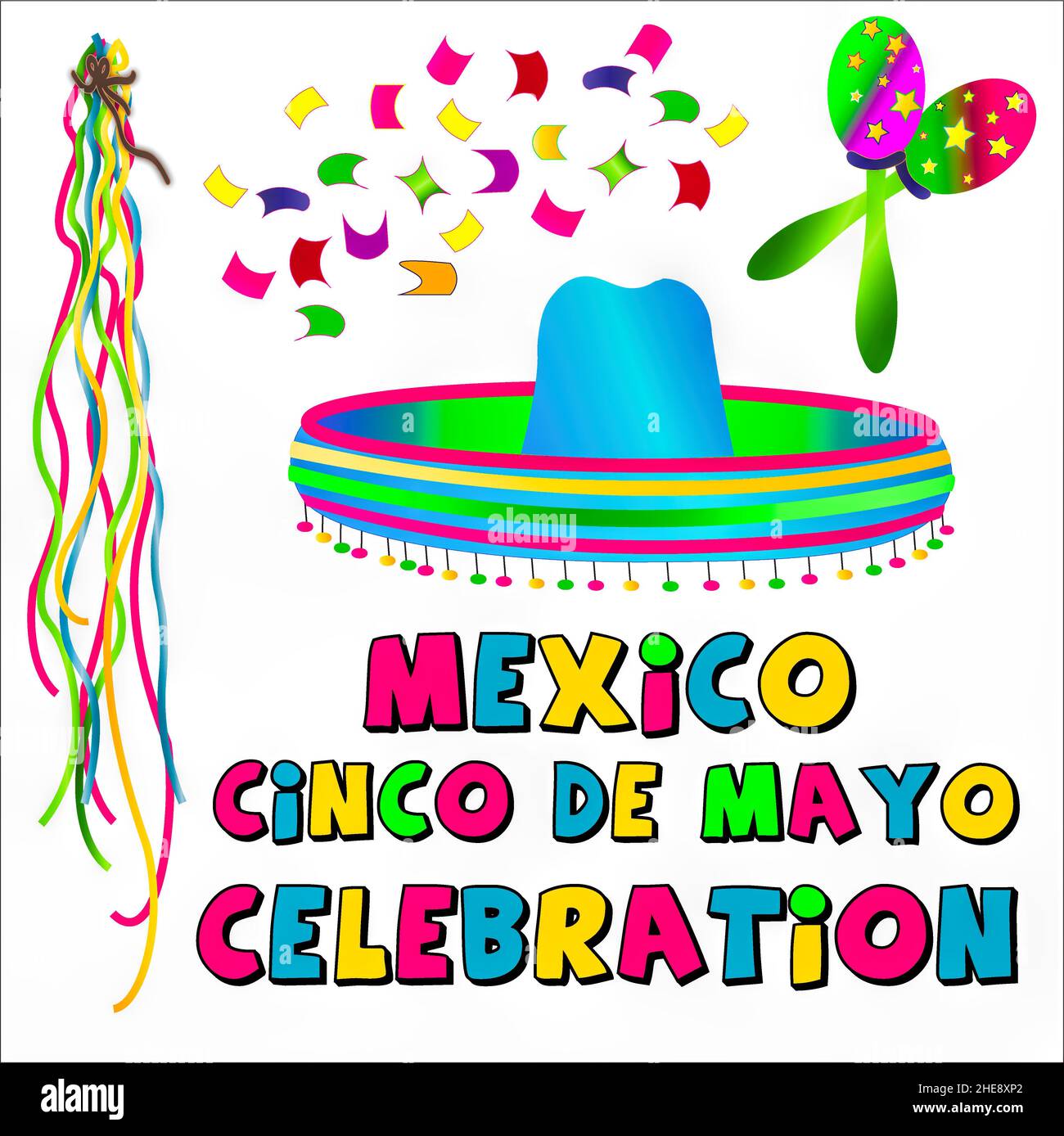 An assortment of Mexican celebration graphics Stock Photo - Alamy