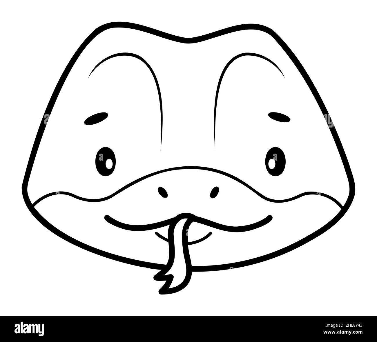 Coloring book or page for kids. Snake black and white outline ...