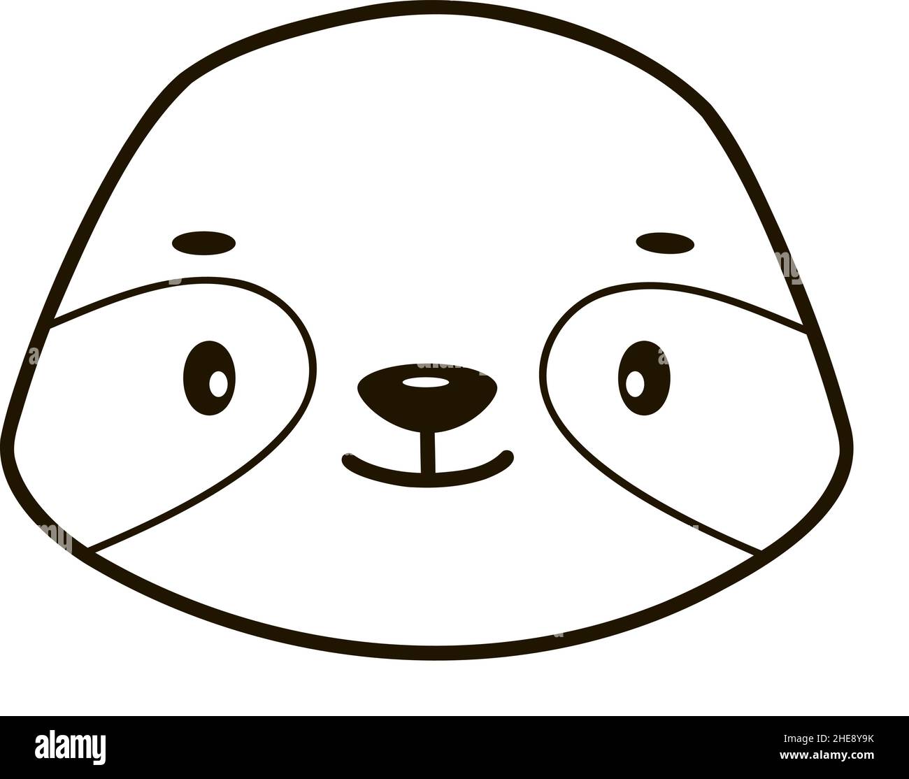 Coloring book or page for kids. Sloth black and white outline ...