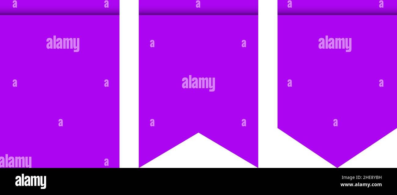 Purple flags for decoration or pennant isolated on white background ...