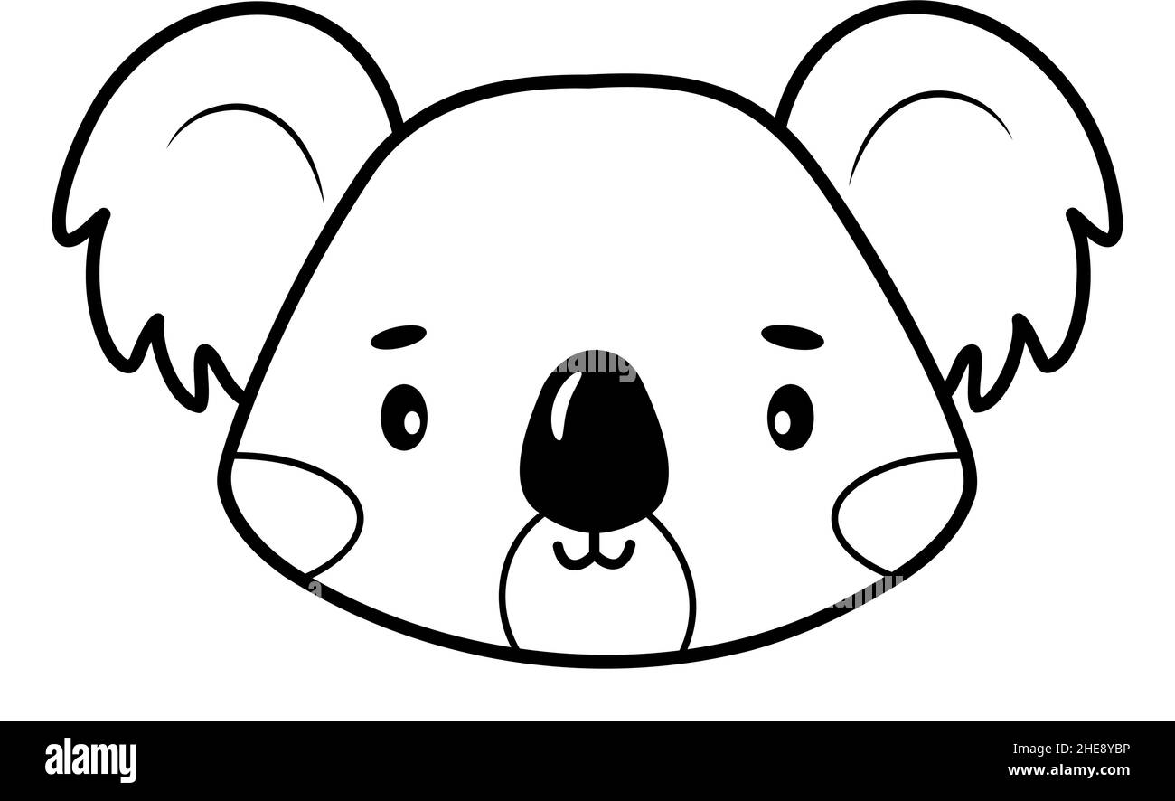 Coloring book or page for kids. Koala black and white outline ...