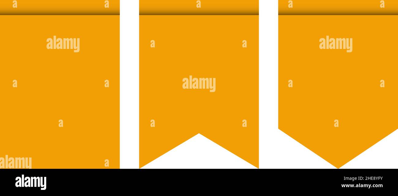 Yellow flags for decoration or pennant isolated on white background ...