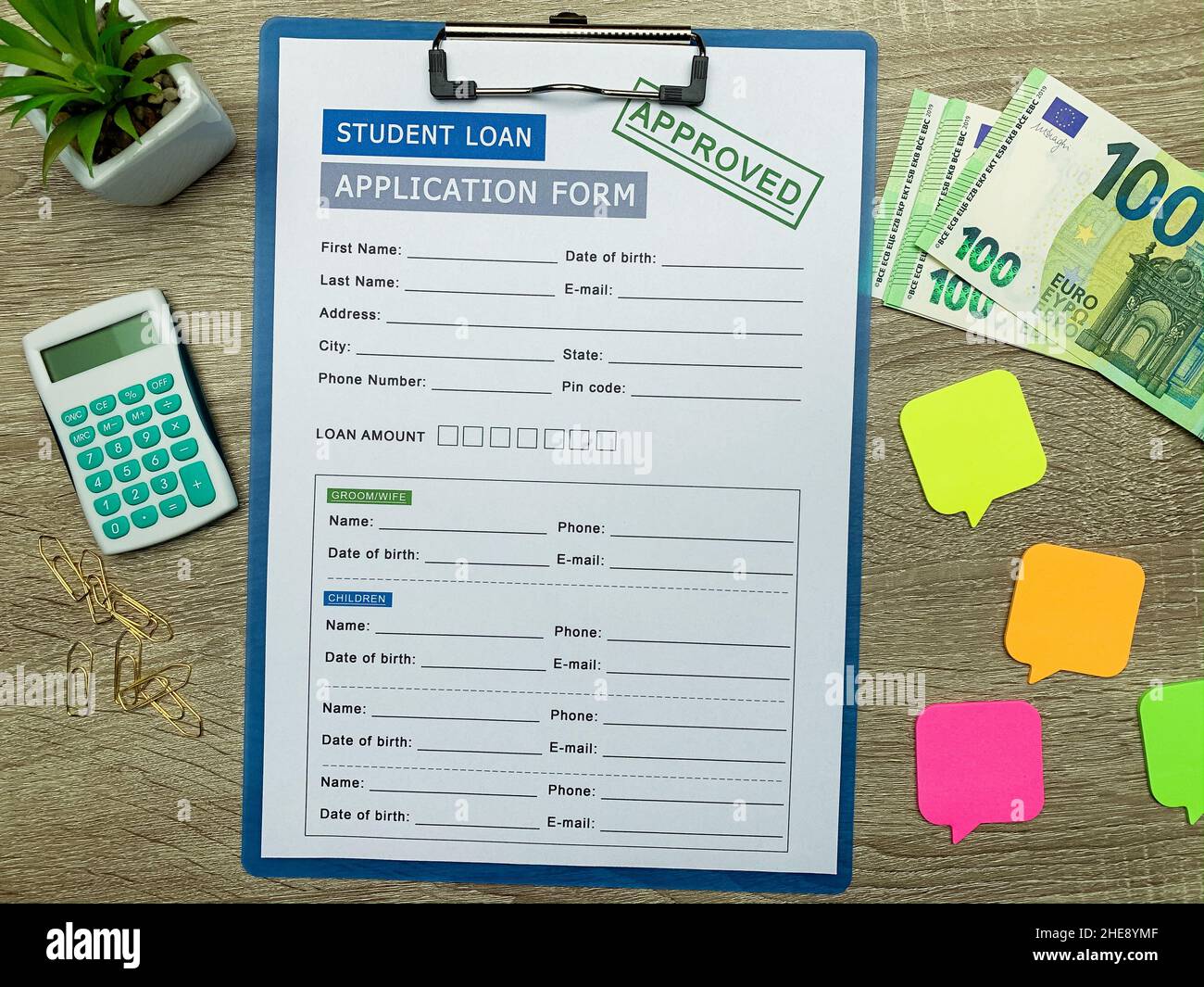 Student loan application form document on table Stock Photo - Alamy