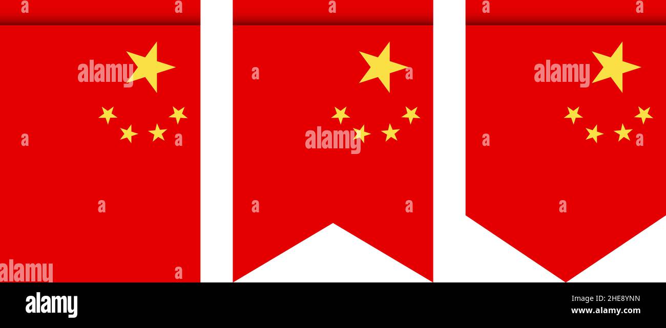 China flag or pennant isolated on white background. Pennant flag icon ...