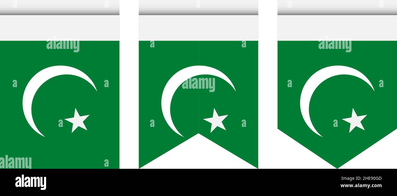 Pakistan flag or pennant isolated on white background. Pennant flag ...