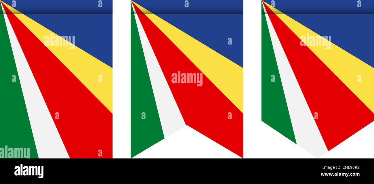 Seychelles flag or pennant isolated on white background. Pennant flag ...