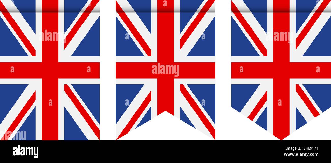 United Kingdom flag or pennant isolated on white background. Pennant ...