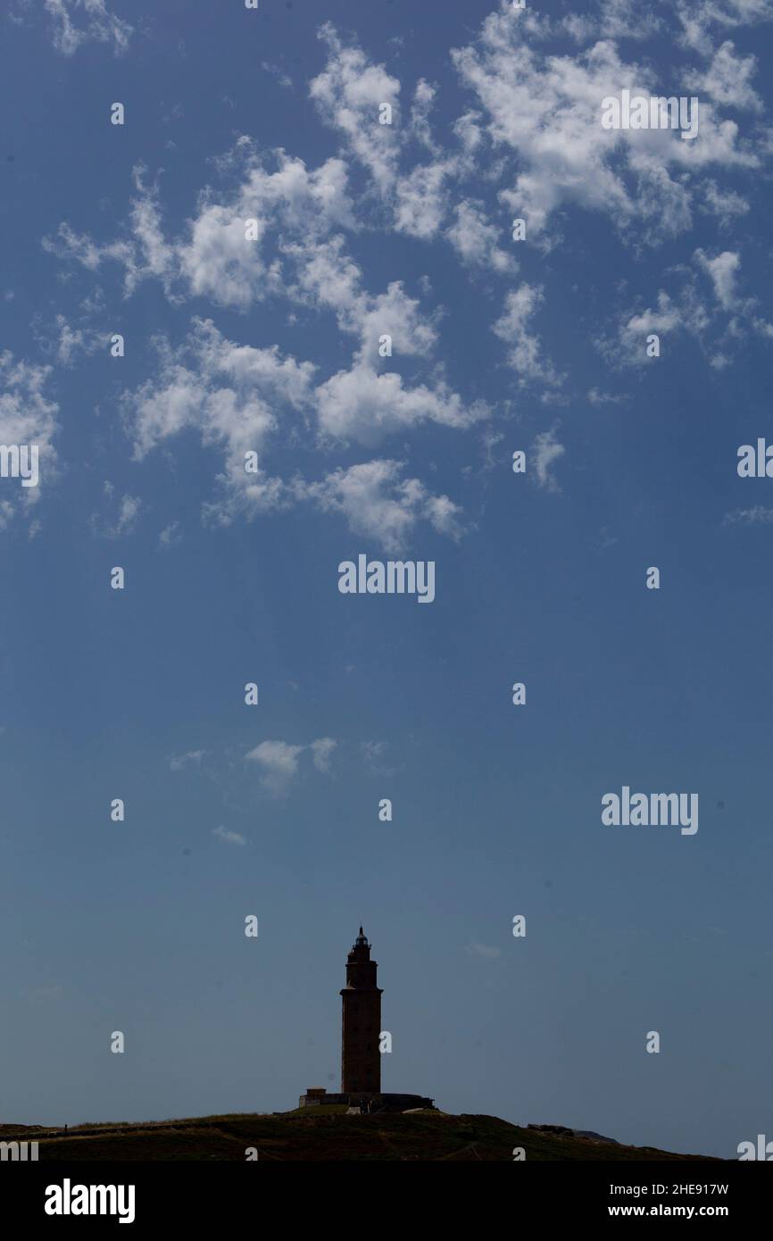 Hercules tower (lighthouse), La Coruna, Galicia, Spain, UNESCO. View of ...