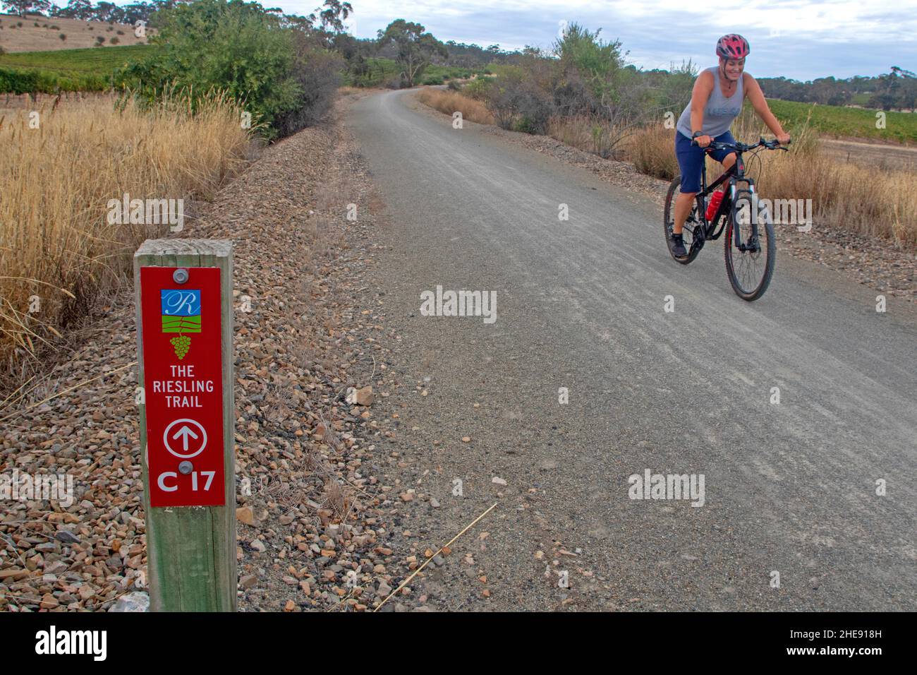 Cycling on the Riesling Trail through the Clare Valley Stock Photo - Alamy
