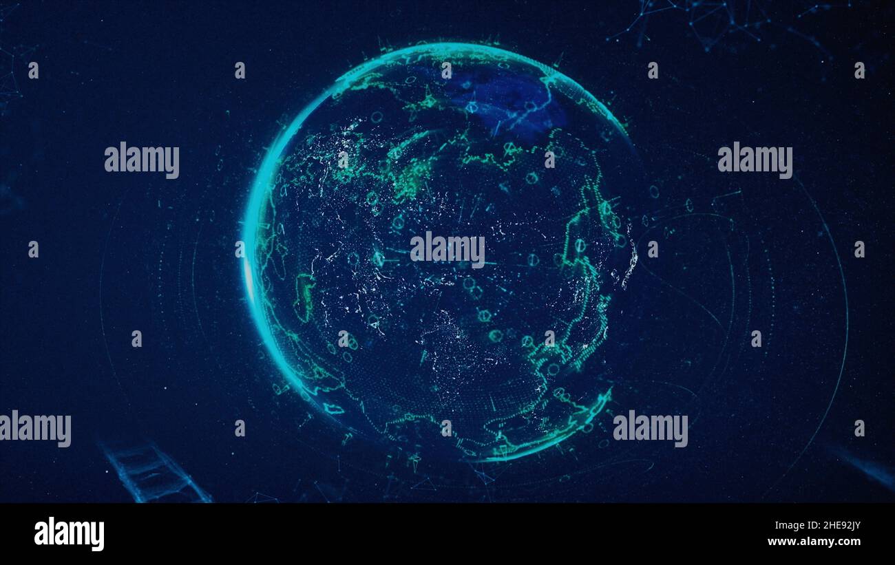 Digital data globe, abstract 3D scientific and technological background ...