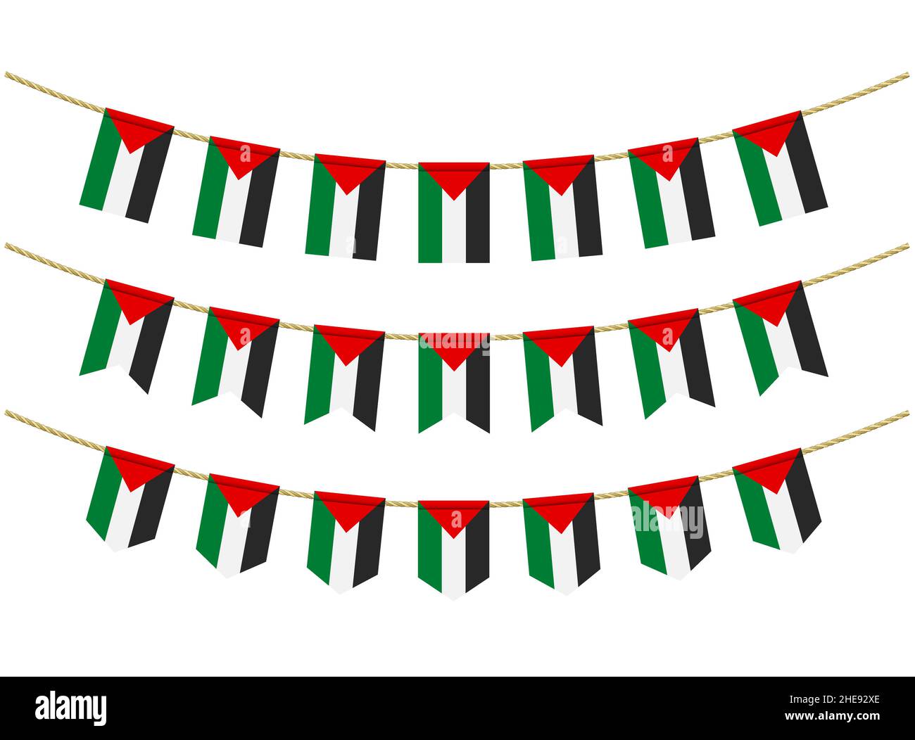 Palestine flag on the ropes on white background. Set of Patriotic ...