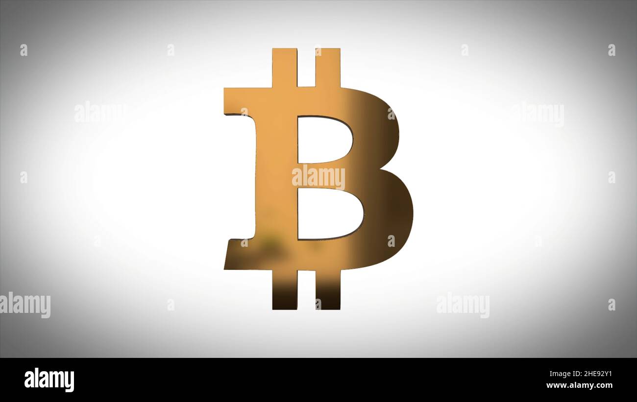 Animation of abstract data with bitcoin symbol on white background ...